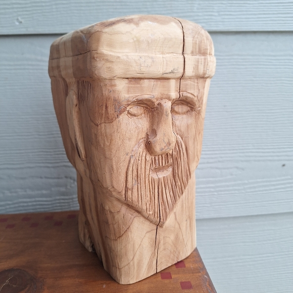 Vintage | Art | Vtg Handcarved Crude Wood Bust Sculpture Signed | Poshmark